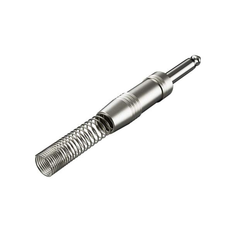 PLUG P10 WIRECONEX MONO PROFISSIONAL 6,3MM 1/4 TS METAL NICKEL COM MOLA ...