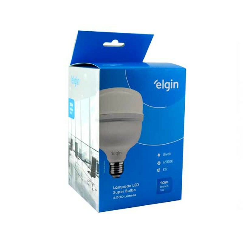 LAMPADA SUPER BULBO LED ELGIN 50W 6500K BRANCA FRIA E27 BIVOLT - 48LSB50FLD00