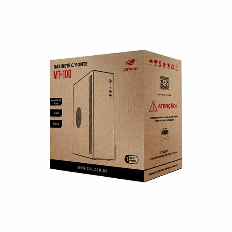 GABINETE C3TECH MICRO ATX COM FONTE 200W MT-100BK - 301140210100