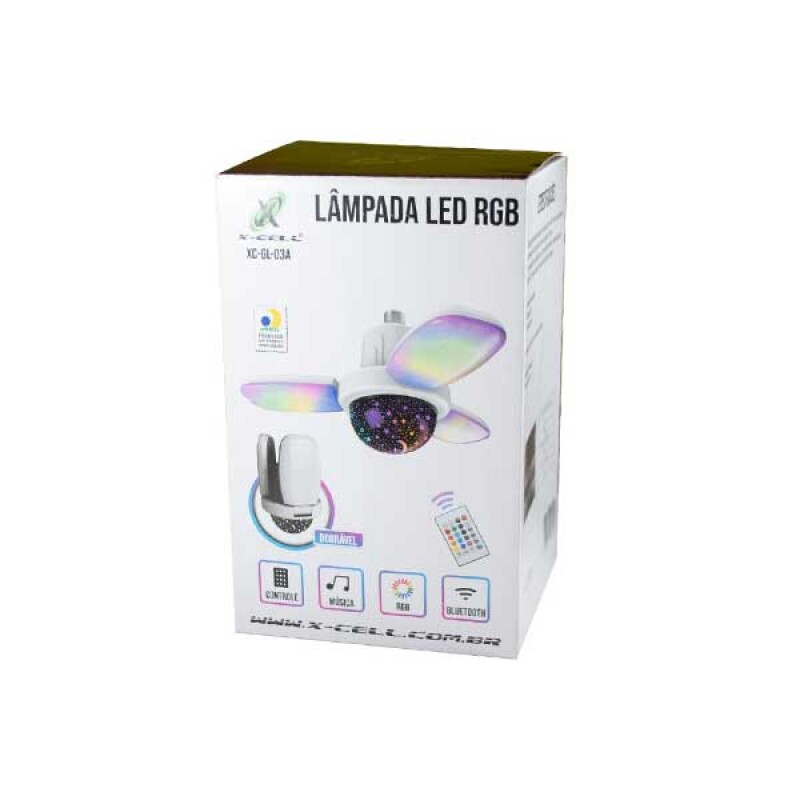 LAMPADA LED RGB XCELL DOBRAVEL COM CAIXA DE SOM BLUETOOTH PARA FESTAS - XC-GL-03B