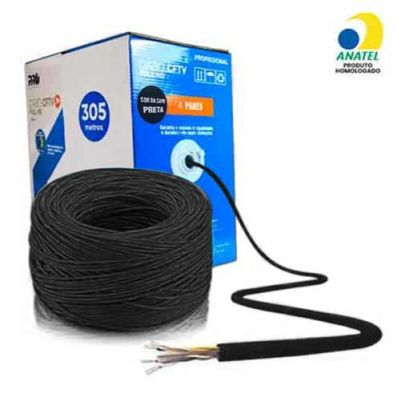 CABO PARA ALARME PROELETRONIC 4 PARES 24AWG 0,51MM PRETO (HOMOLOGADO ...