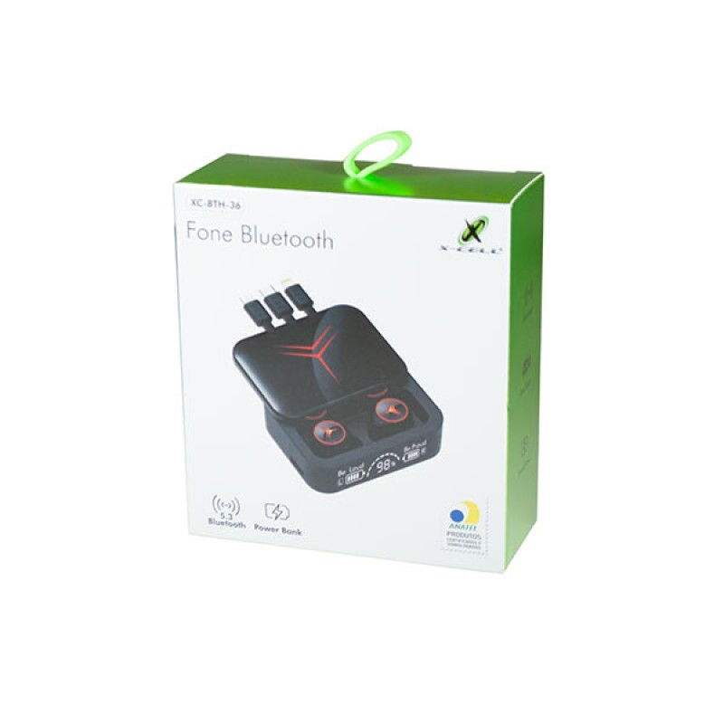 FONE DE OUVIDO XCELL BLUETOOTH 5.3 INTRA-AURICULAR FUNÇAO POWER BANK ...